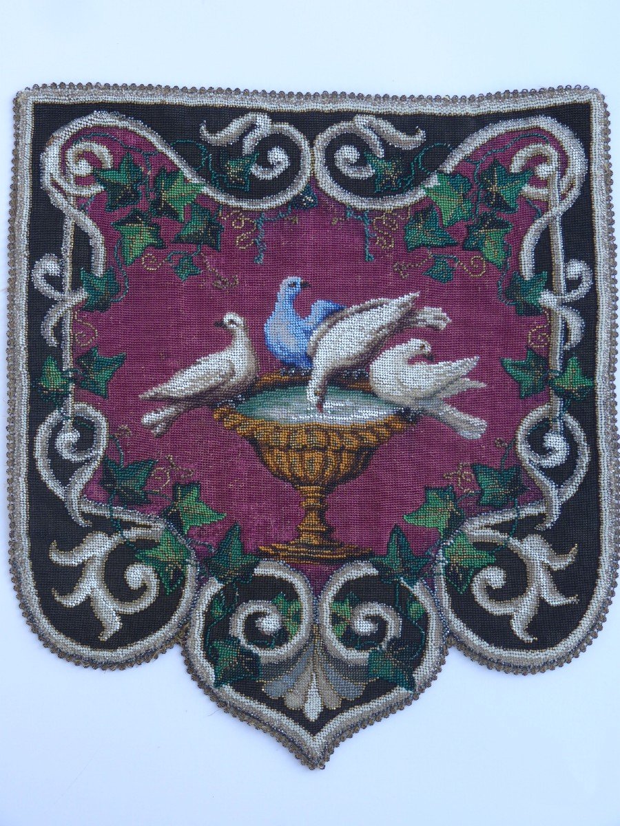 The Doves Of Pliny, Beaded Embroidery, England Victorian Period