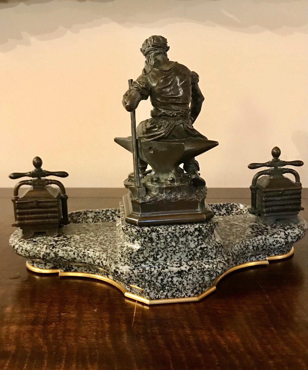 Proantic: Beautiful Inkstand "le Travail" - Charles-auguste Lebourg