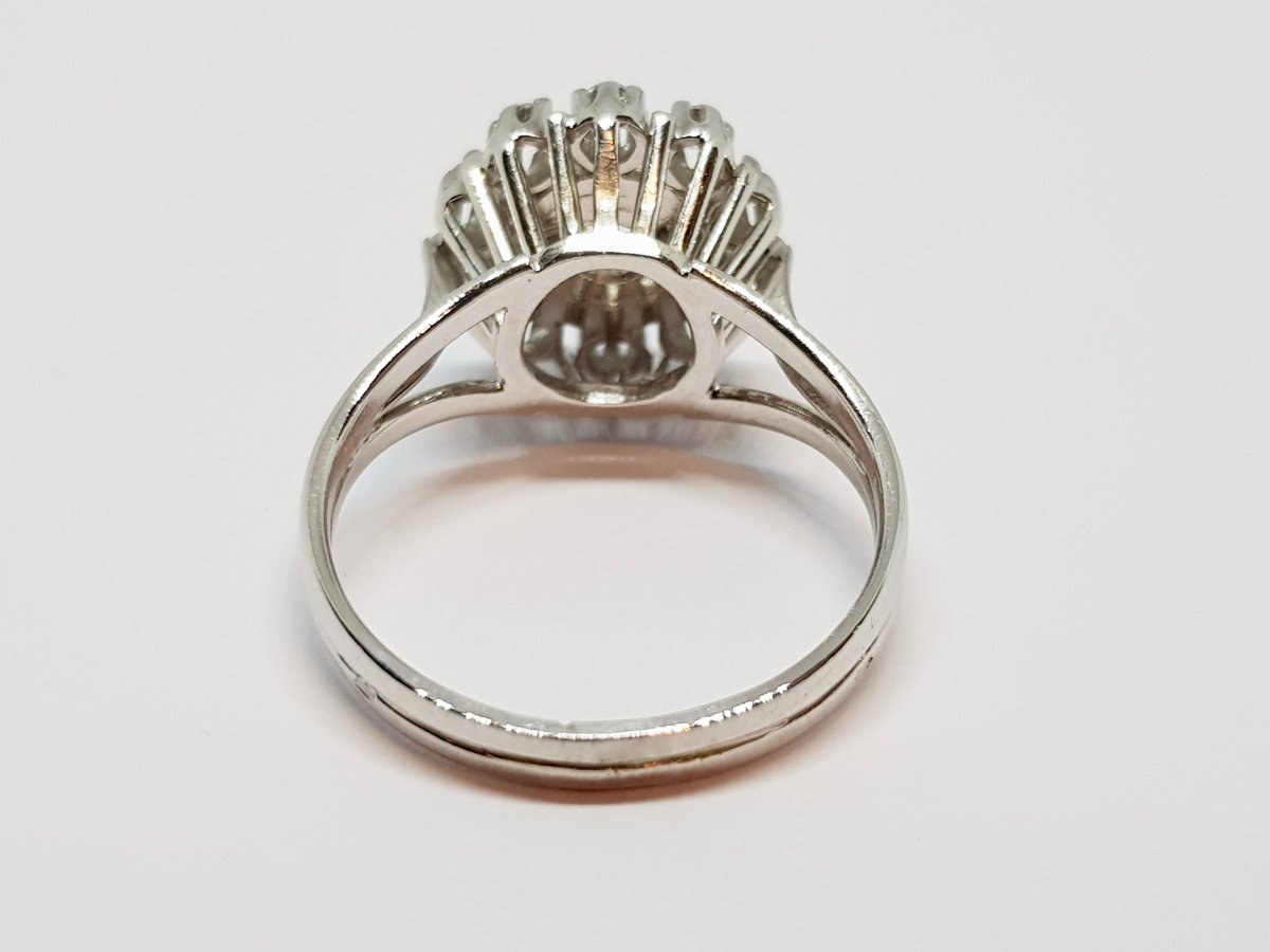 0.50 Carat Ring In Aged White Gold 18 Carats 750/1000 5.26 Grams