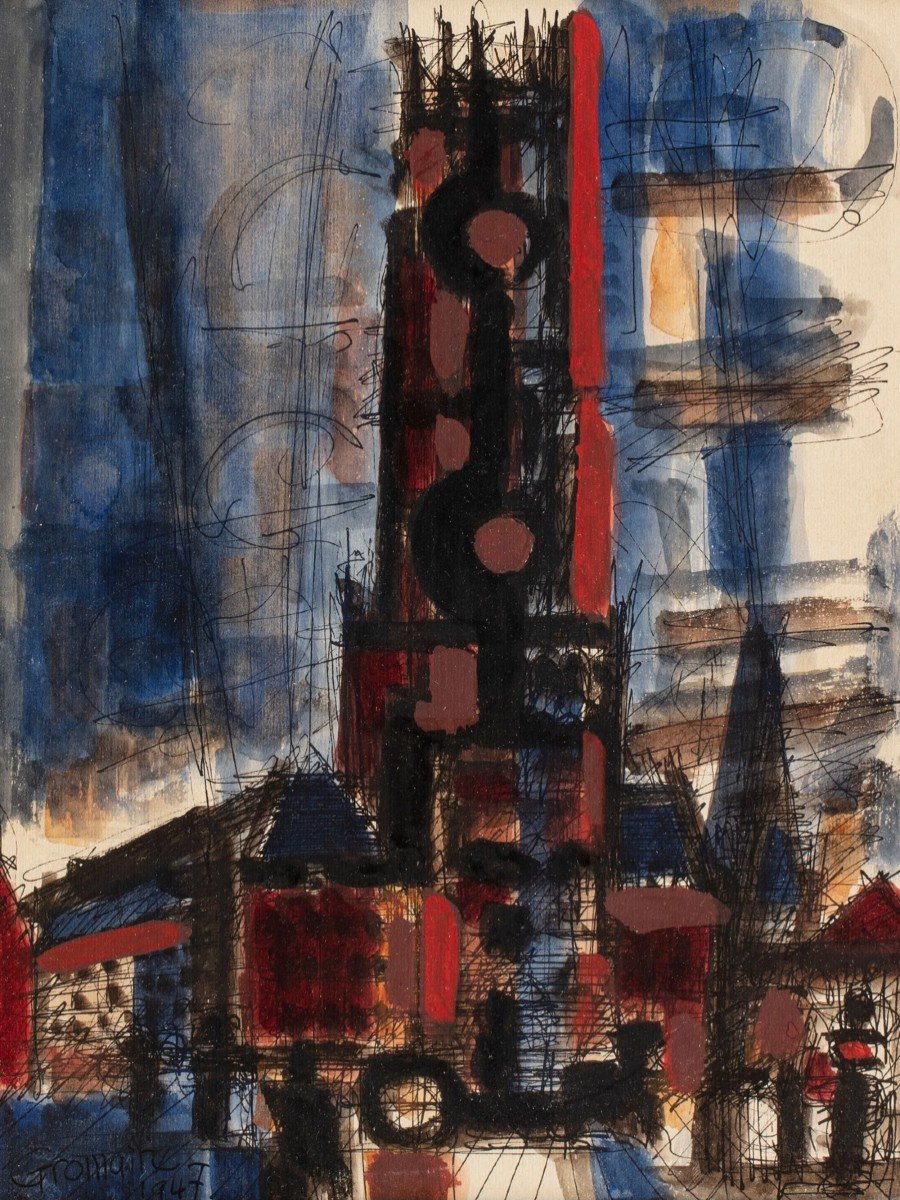 Proantic: Marcel Gromaire (1892-1971) - Magnificent Watercolor On Pen