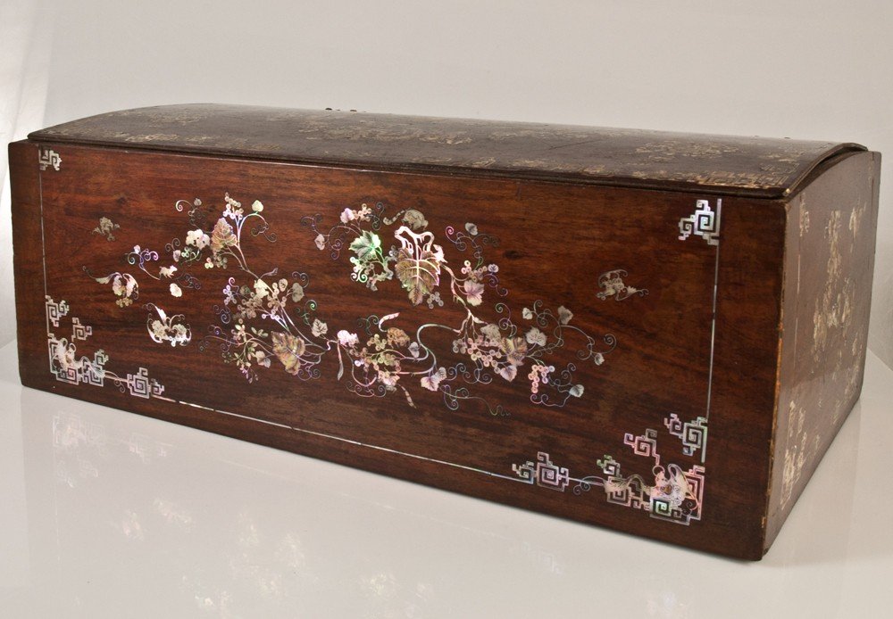 Proantic: Asian Wooden And Mother-of-pearl Chest Vietnam China Indochi