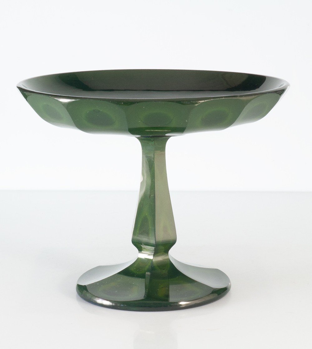 Proantic: Egermann Bohemian Lithyaline Tazza Cup Emerald Green