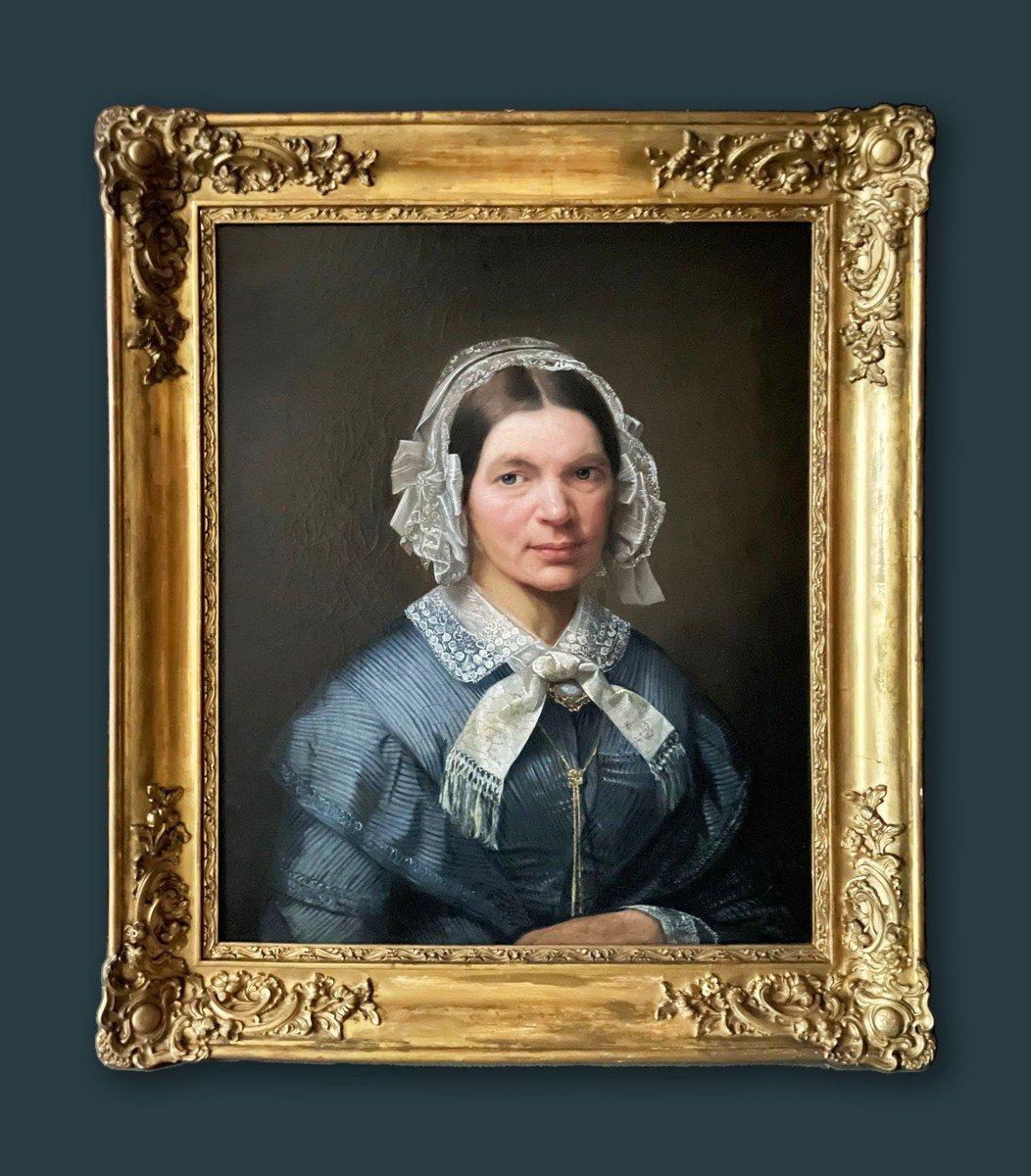 Proantic: Female Portrait Depicting A Woman With Headdress - 1849