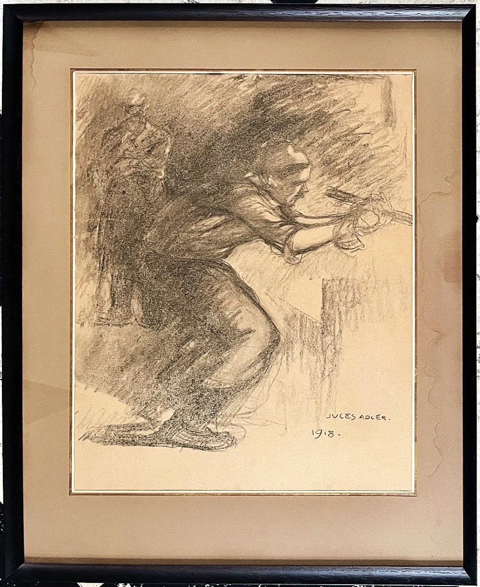 Proantic: The Glassblower, Drawing Signed Jules Adler 1918