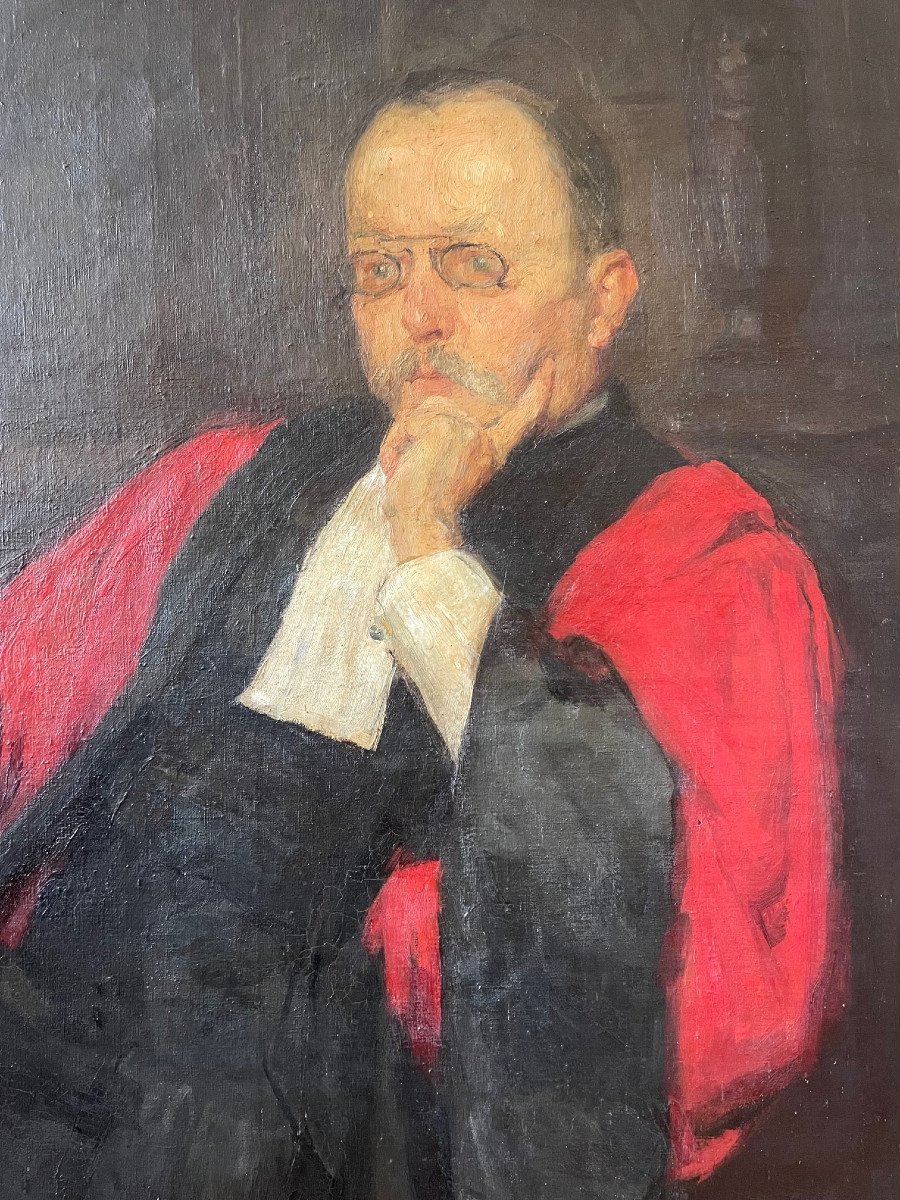 Proantic: Portrait Of A Magistrate, Painting Signed And Dated 1911.