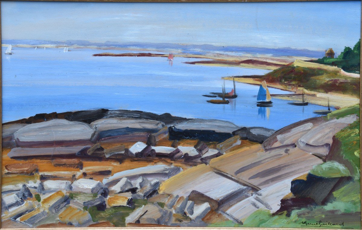 Proantic: Marcel Gaillard “seaside In Brittany?” Oil On Cardboard