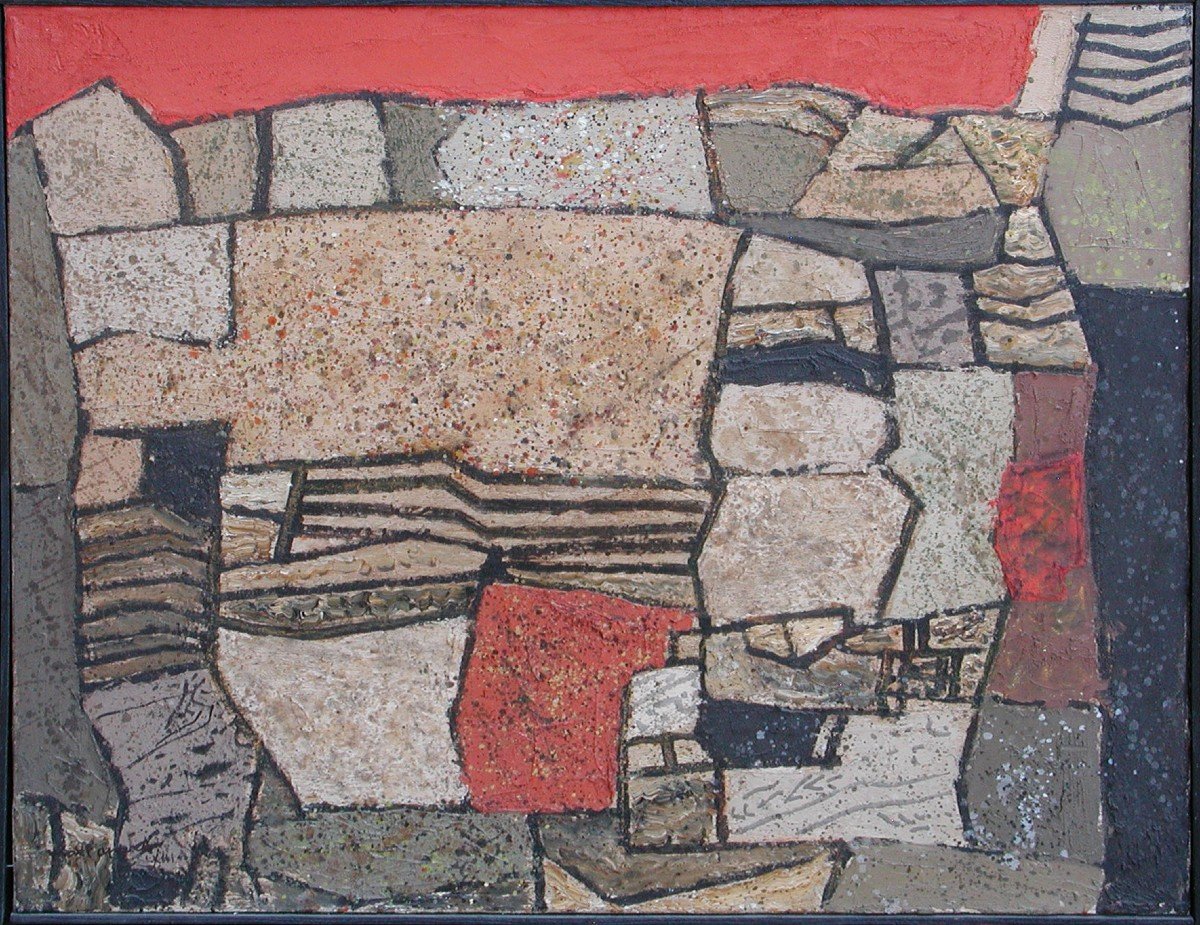 Proantic: Max Papart "abstract Composition" 1963 Oil On Canvas 54x65