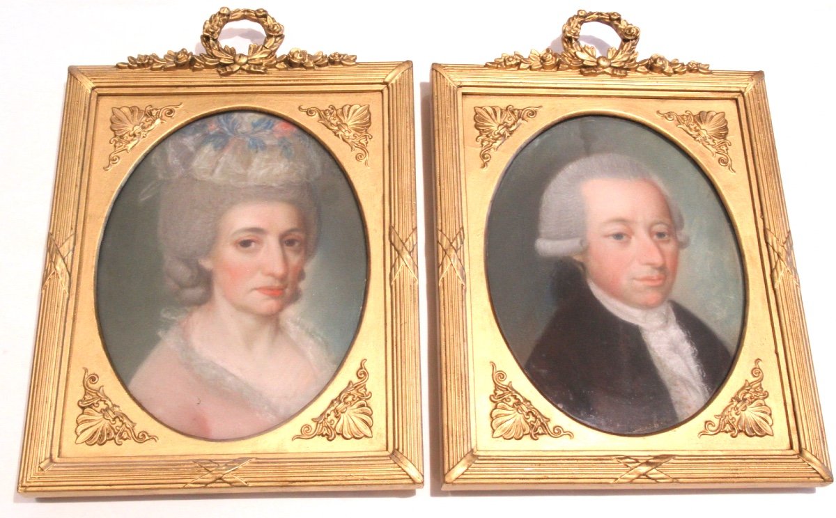 Proantic: French School Beautiful Pair Of Pastels Louis XVI Couple Eig