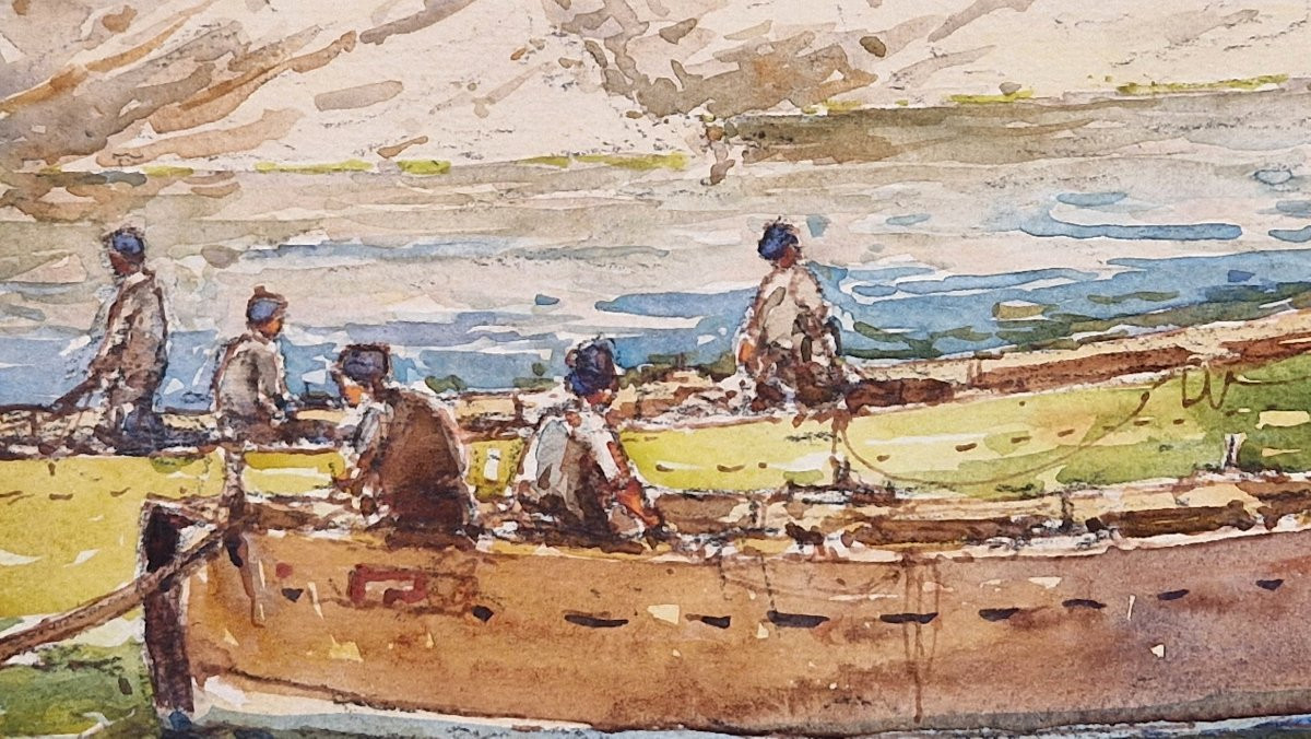 Proantic: Louis German 1863-1946 The Bay Of Cannes From The Lérins Isl