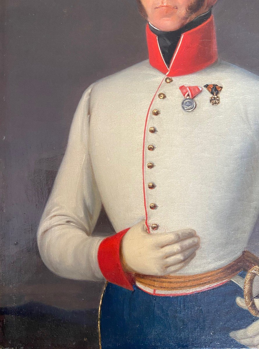 Proantic: Portrait Of An Austrian Officer Monogrammed St, Oil On Canva