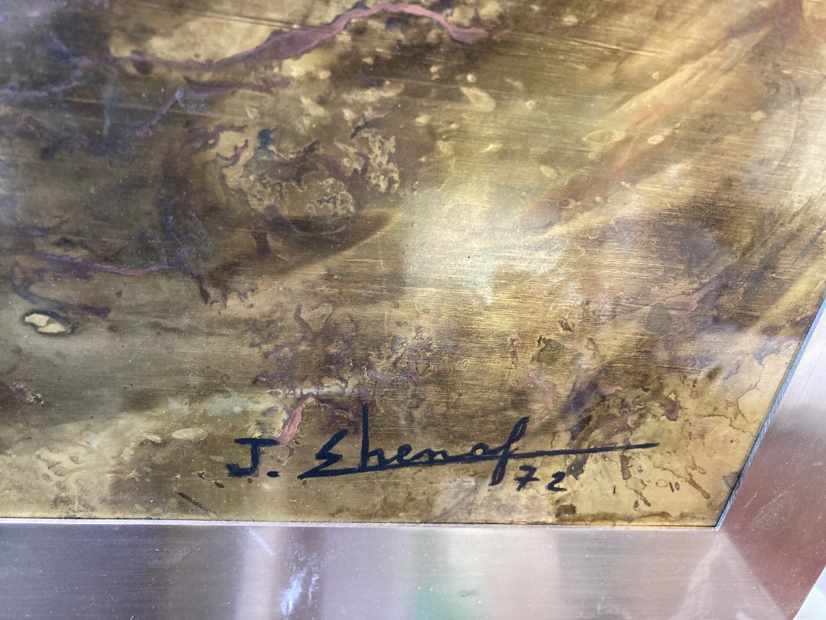 Chenaf Jean For Claude De Muzac Galerie Oxidized Brass Panel Surrealis