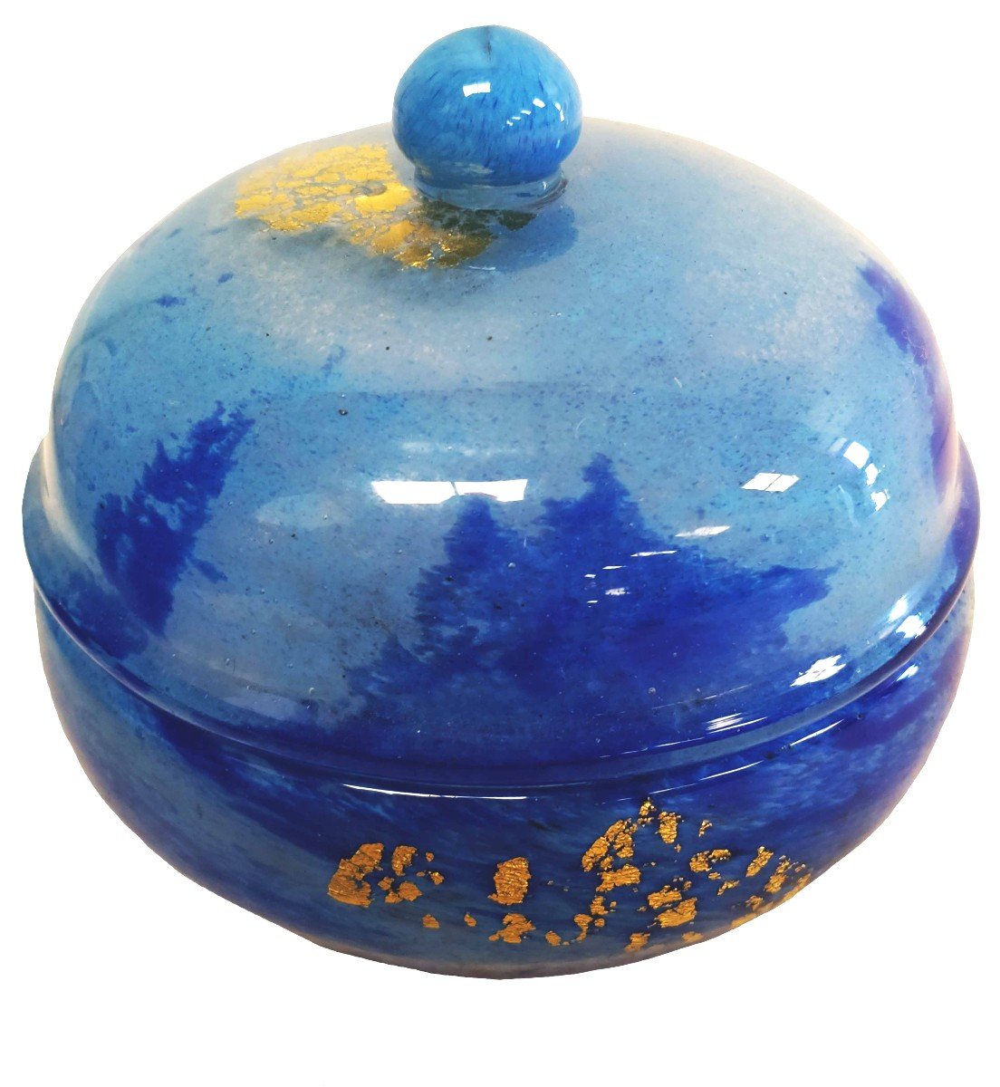 Proantic: Daum Blue And Gold Candy Box