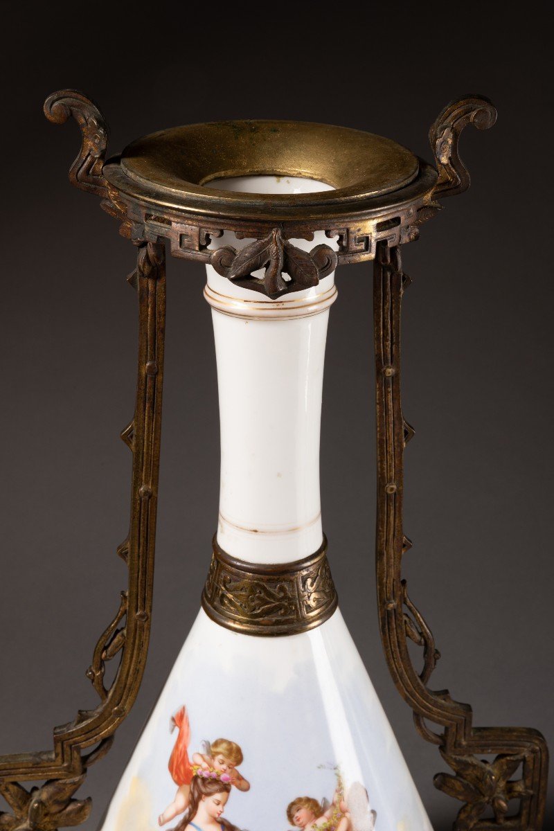 Proantic: A Pair Of French 19th Century Neo Greek St. Opaline Vases