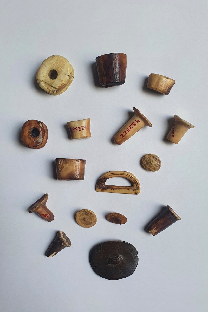 Set Of Labrets And Other Eskimo Objects
