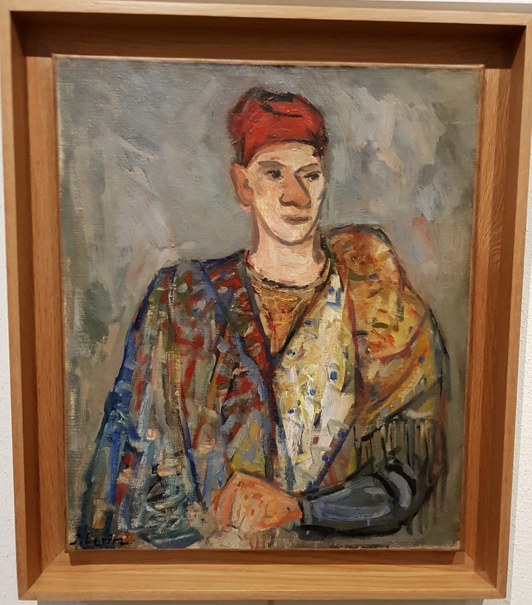 Proantic: Joseph Levin ( 1894-1979 ) Portrait d'Homme Au Bonnet Rouge