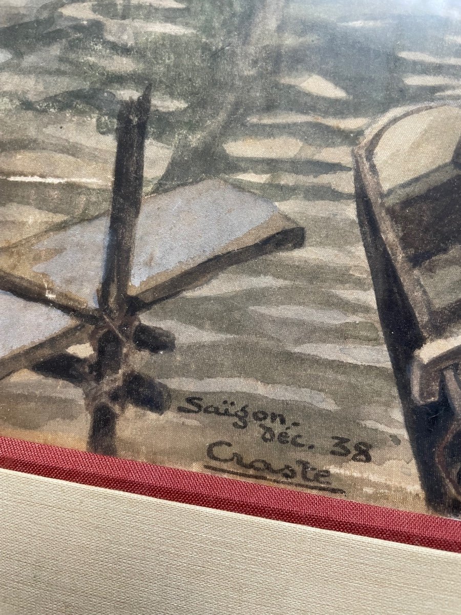 Proantic: Jonques -port Of Saigon - Léo Craste - India Ink And Waterc