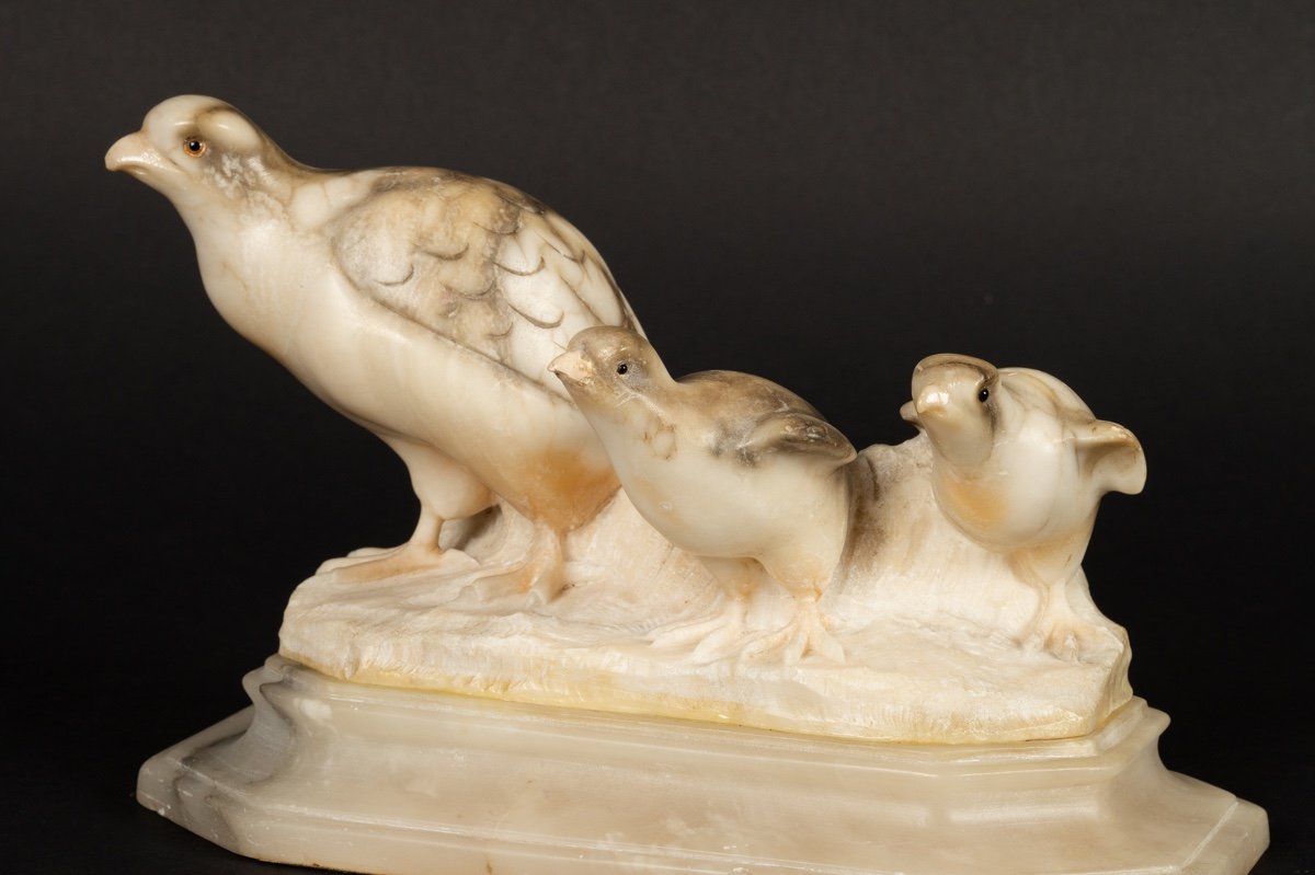 Proantic: Partridge - Family, Alabaster, Art Deco, France, 1920s / 193