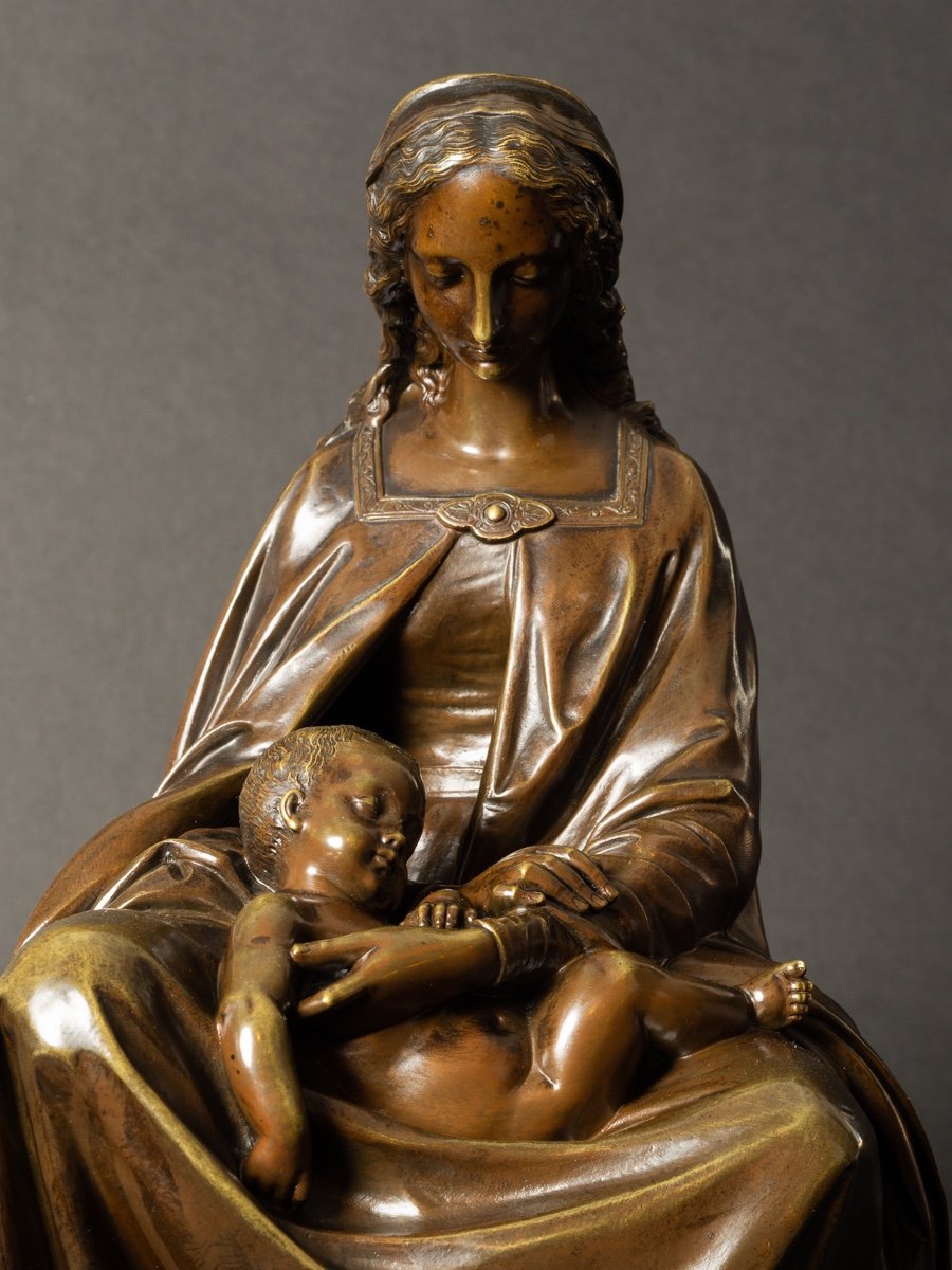 Proantic: Vierge à l'Enfant, Jean-jules Salmson (1823 - 1902), Bronze,