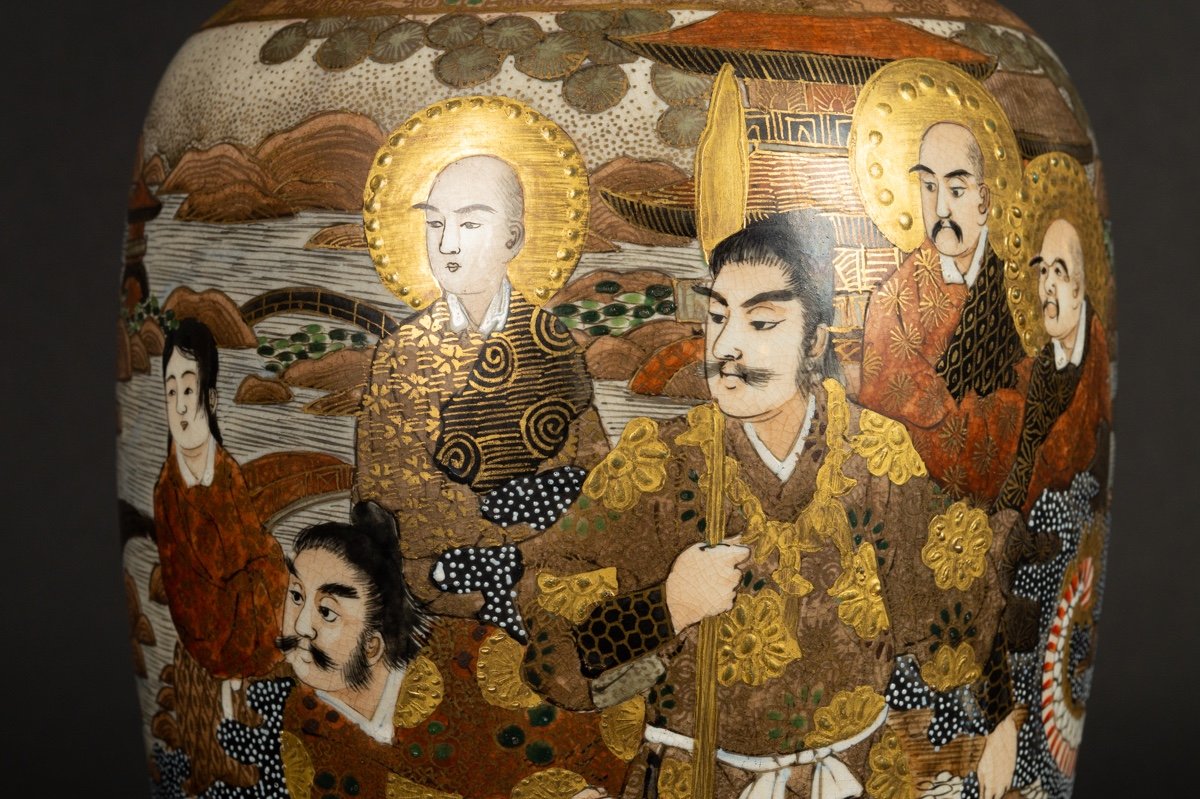 Proantic: Vase Avec Dragon Et Personnages, Ryuzan, Satsuma, Japon, èr