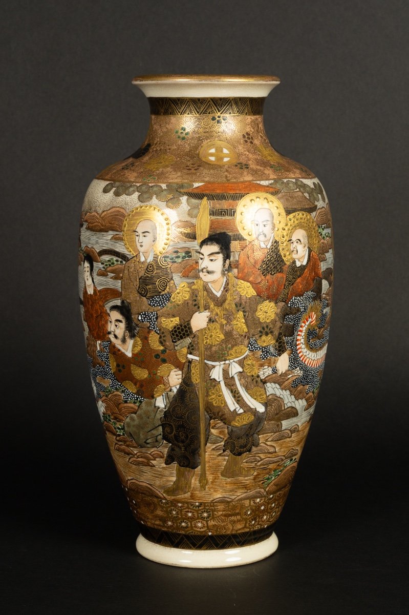 Proantic: Vase Avec Dragon Et Personnages, Ryuzan, Satsuma, Japon, èr
