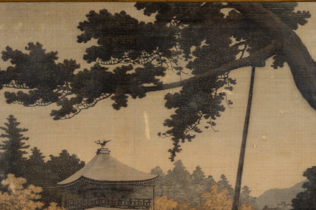 Proantic: Temple On Water, Yuzen-birodo Embroidery, Japan, Meiji Era