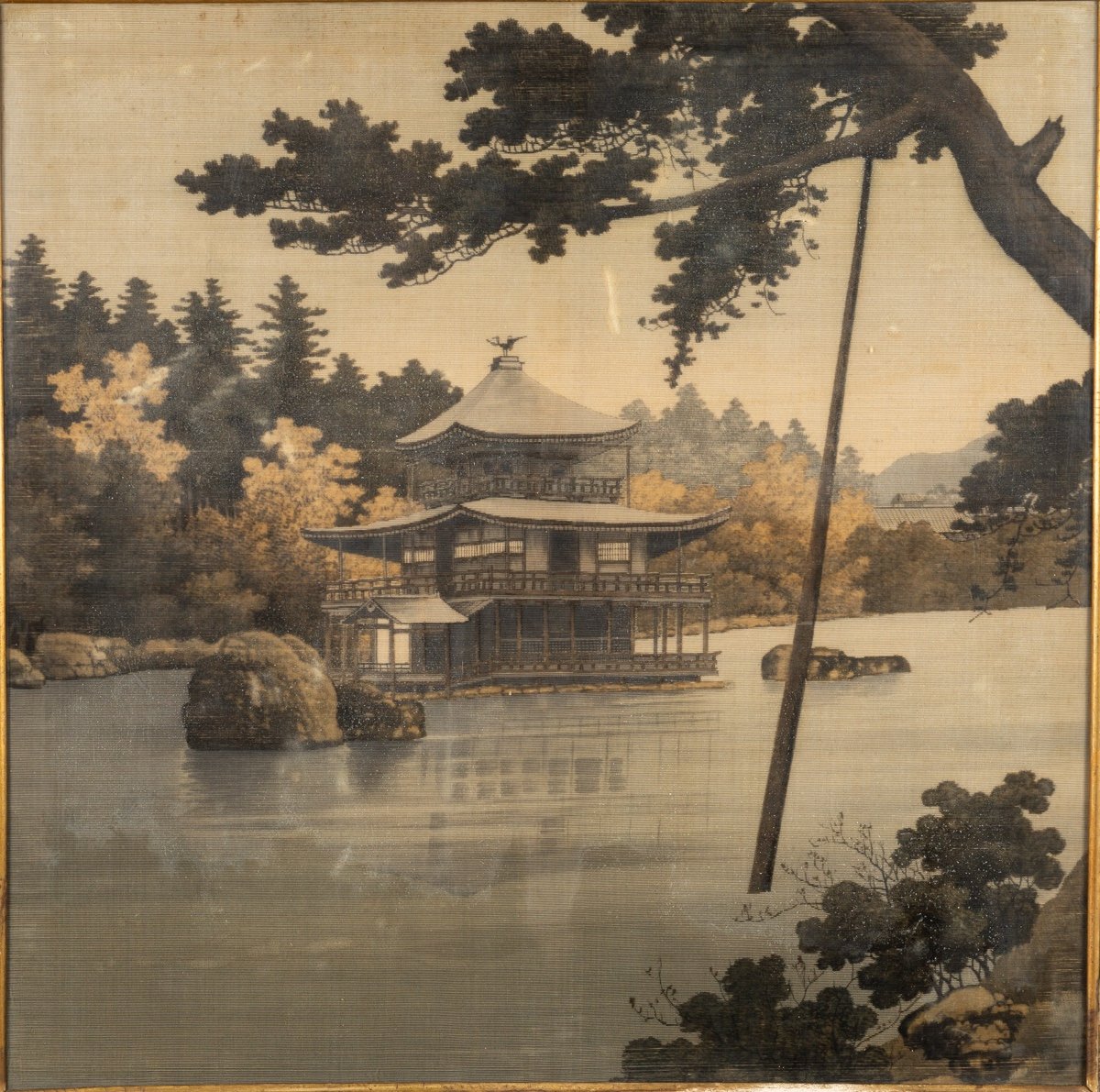 Proantic: Temple On Water, Yuzen-birodo Embroidery, Japan, Meiji Era