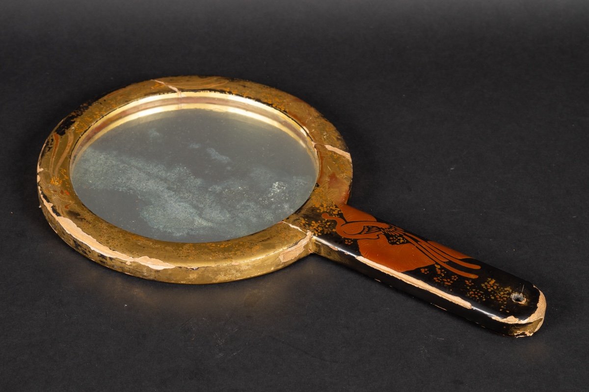 Proantic: Kagami Mirror, Lacquer, Japan, Meiji Era (1868-1912).