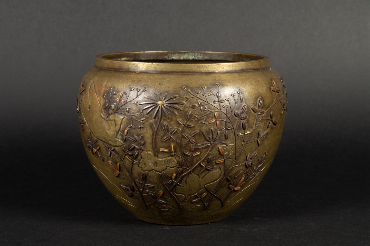 Proantic: Cache - Pot, Bronze - Cuivre - Or, Japon, ère Meiji (1868-19