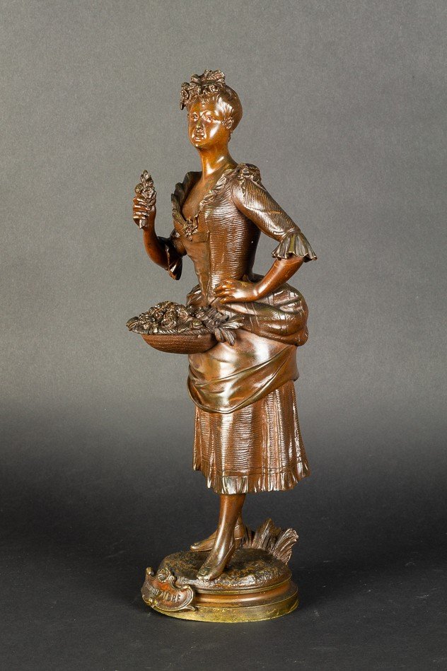 Proantic: Bouquetière, Joseph François A. Belin (? -1902), Bronze, F