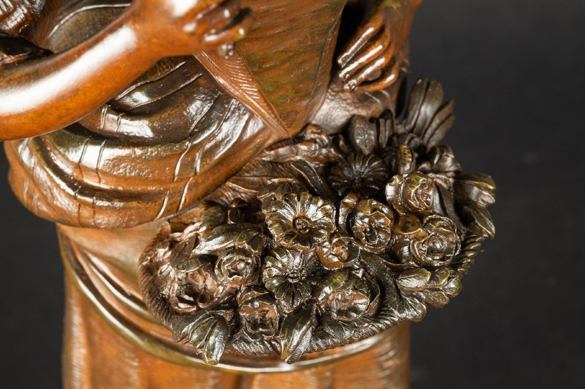 Proantic: Bouquetière, Joseph François A. Belin (?-1902), Bronze, Fr