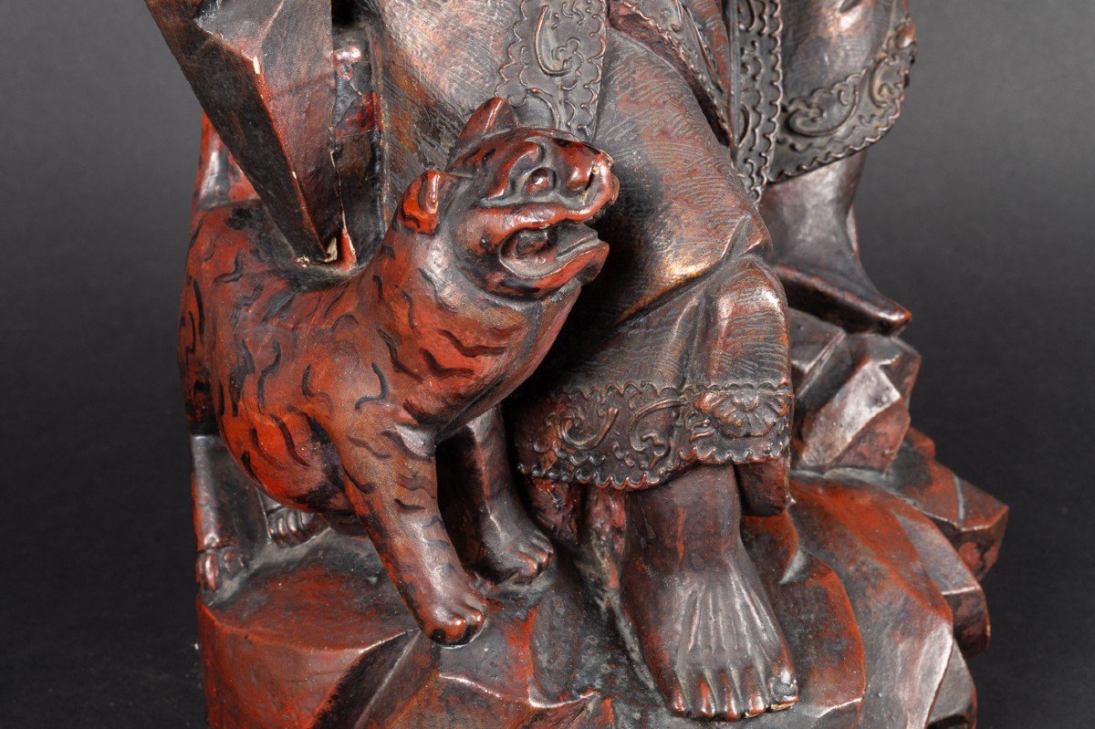 Proantic: Man With A Tiger, China, Qing Dynasty, 19th Century.