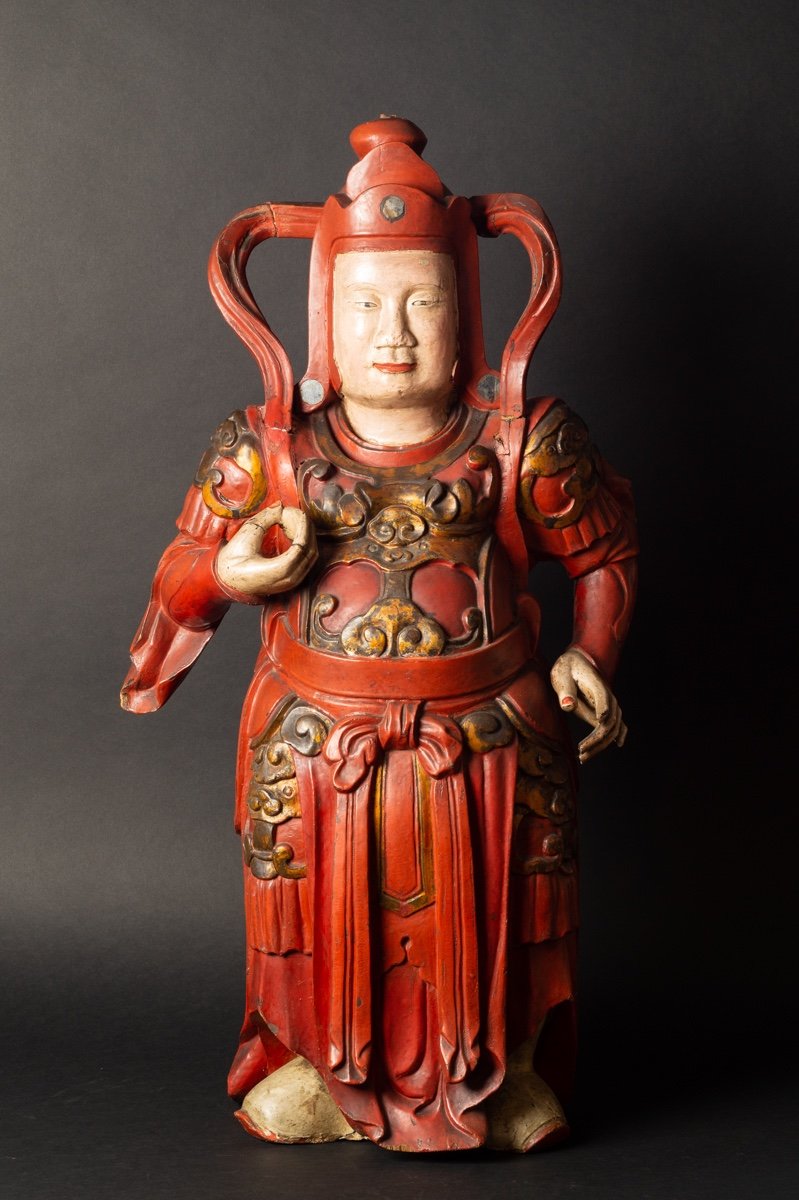 Proantic: Virudhaka - Heavenly King, Polychrome Wood, China / Vietnam,