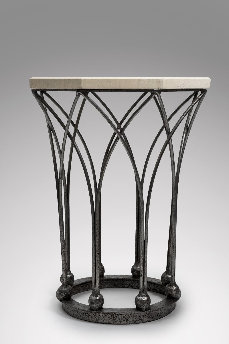 Wrought Iron Pedestal Tables Circa 1900