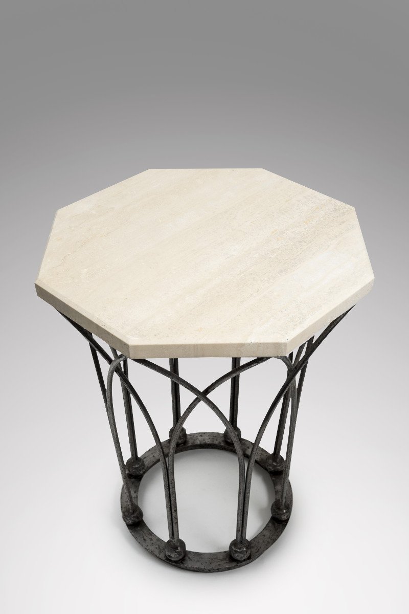 Wrought Iron Pedestal Tables Circa 1900