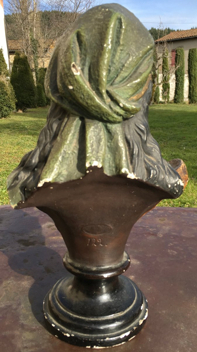 Proantic: Orientalist Bust Of A Woman On A Pedestal Base. Polychrome P