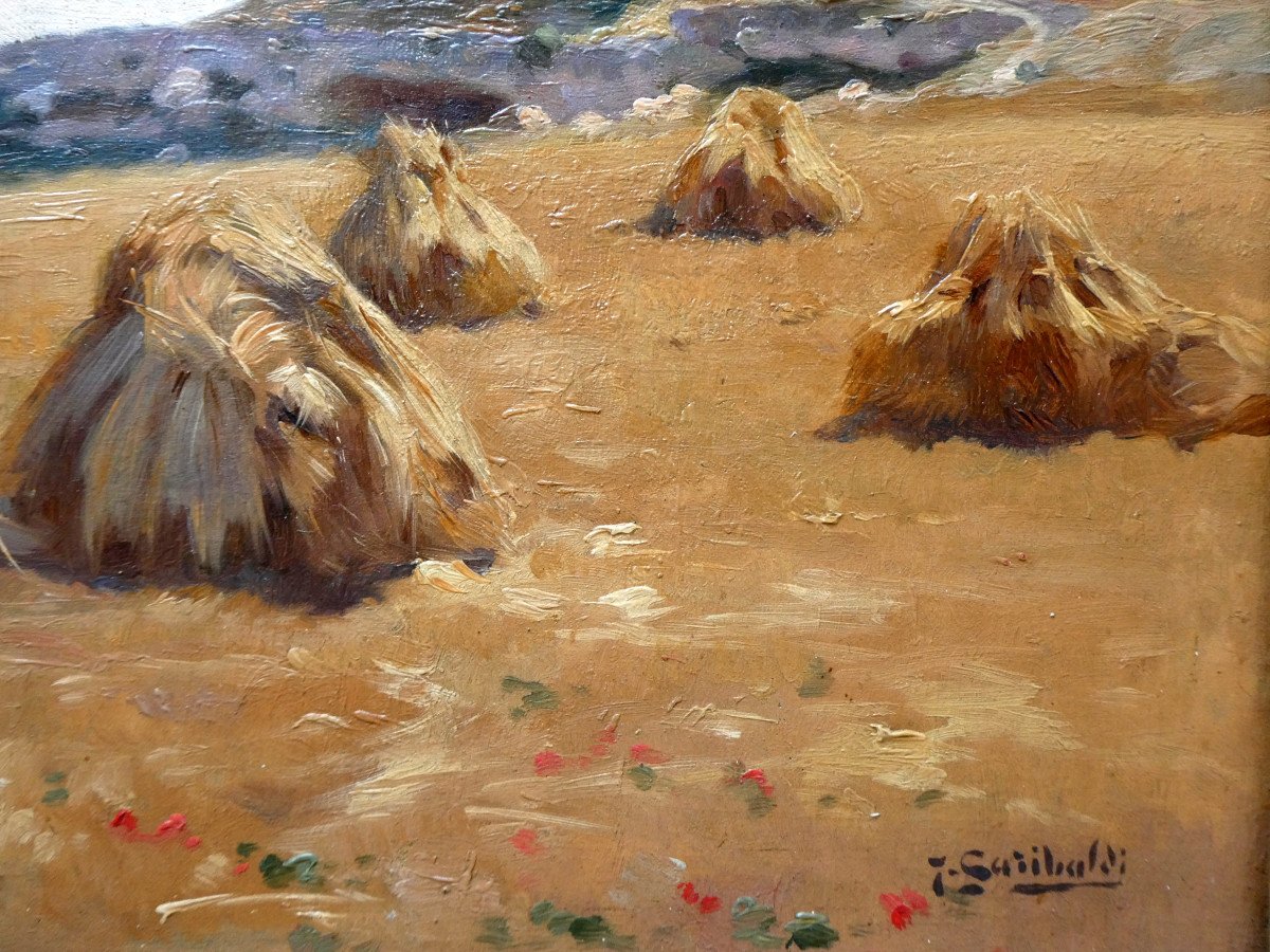 Proantic: Joseph Garibaldi (1863-1941) Straw Stacks Under The Chateau