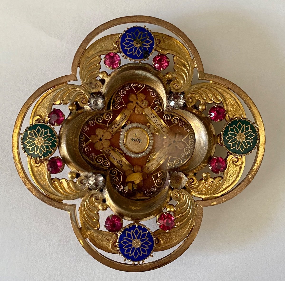 Proantic: Reliquaire De La Visitation Avec Authentique de 1880. Emaux,