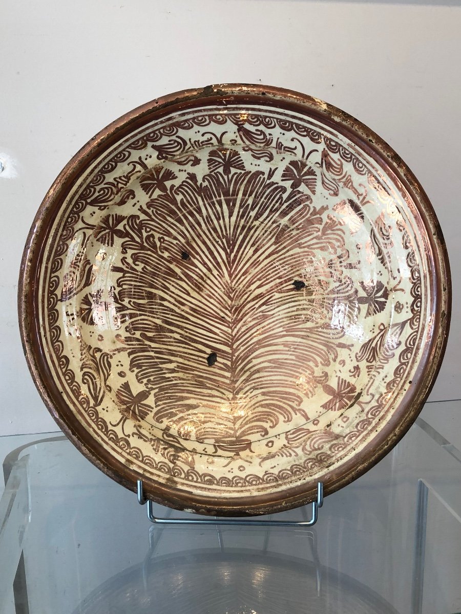 Proantic: Large Dish In Glossy Ceramic Manises XVIII