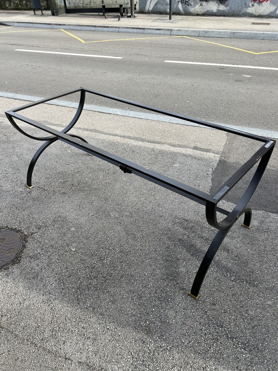 Proantic: Marble And Steel Dining Table, 1970s Design, 20th Century Ar