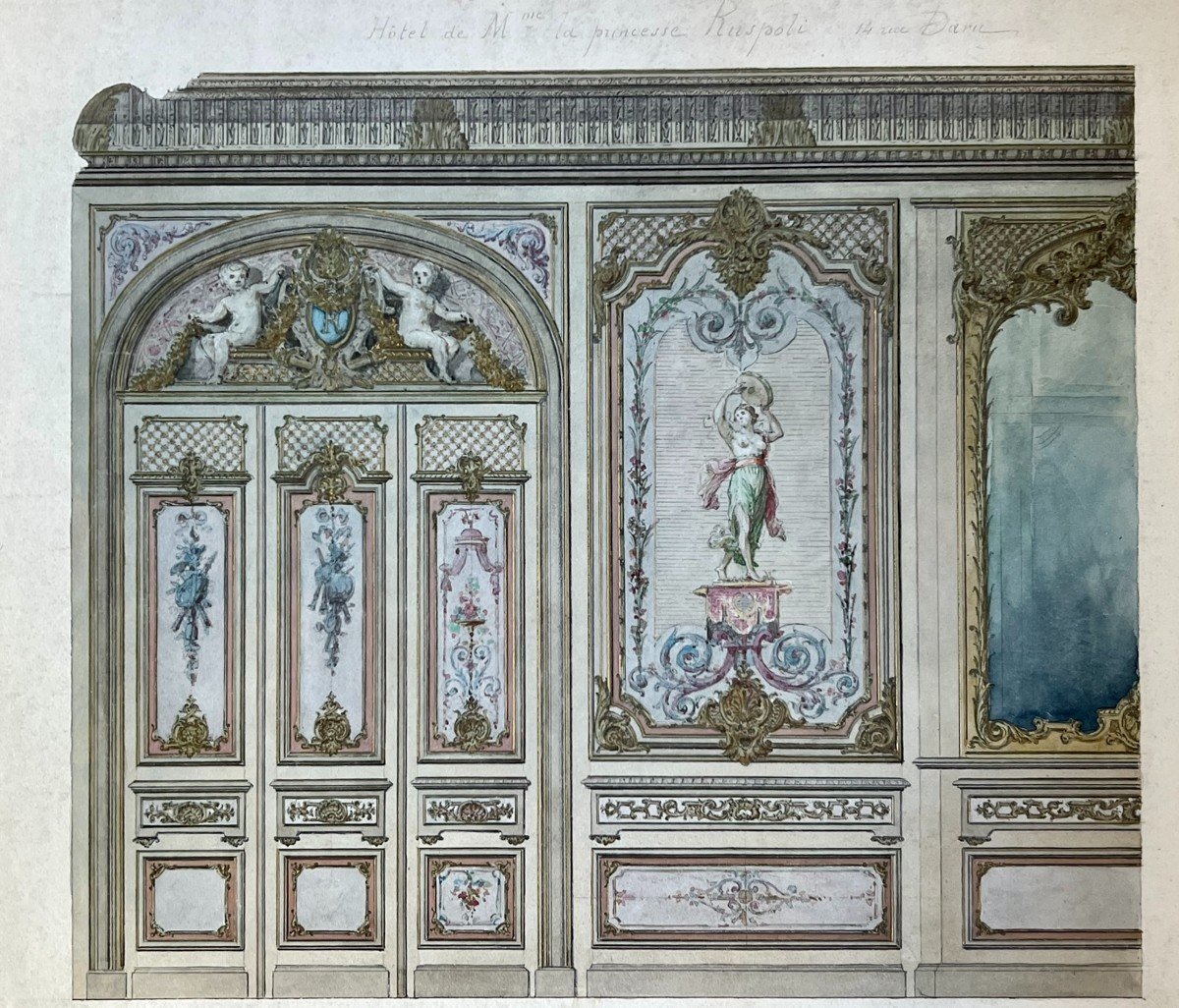 Proantic: Ecole Française Du Décor Vers 1880 - Dessin Ancien