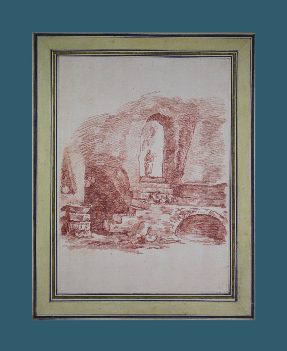 Proantic: Jean-robert Ango 1759-1773. "figure In Ruins."