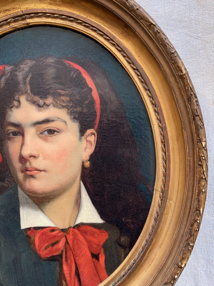 Proantic: Jean-louis Loubet (1841-1903). Portrait Of A Young Woman, 18