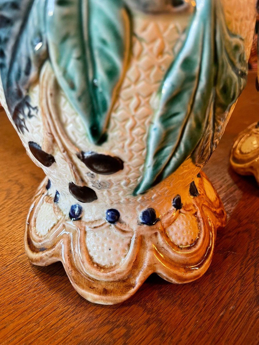 Proantic: Pair Of Barbotine Vases