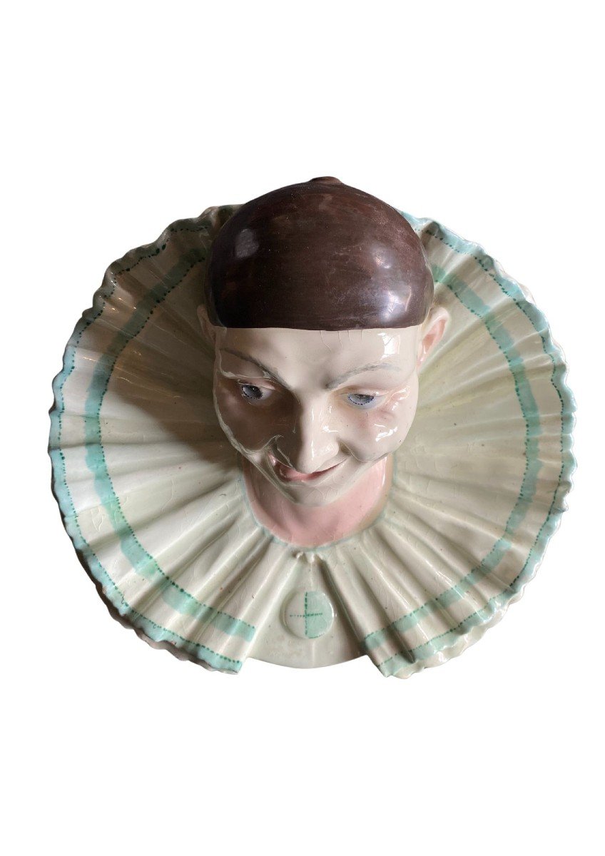 Proantic: Wall Decor With The Effigy Of Pierrot, Attributed To Massier