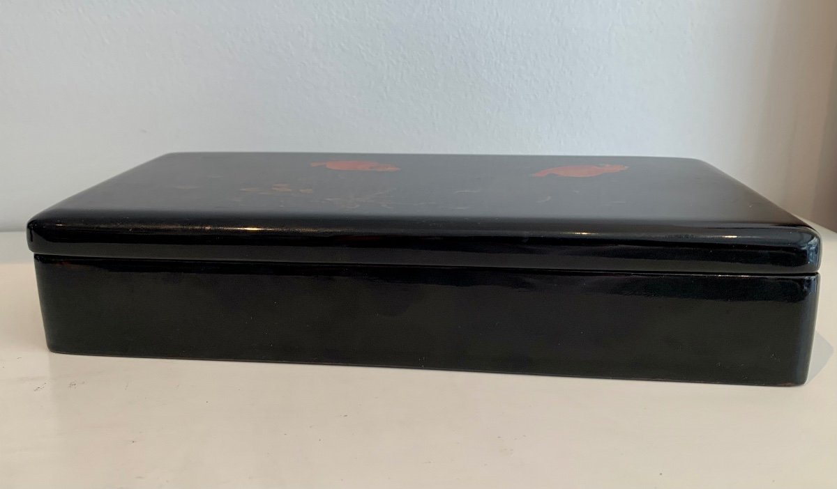 Proantic: Vietnam, 20th Century, Lacquer Box Decorated With Fish