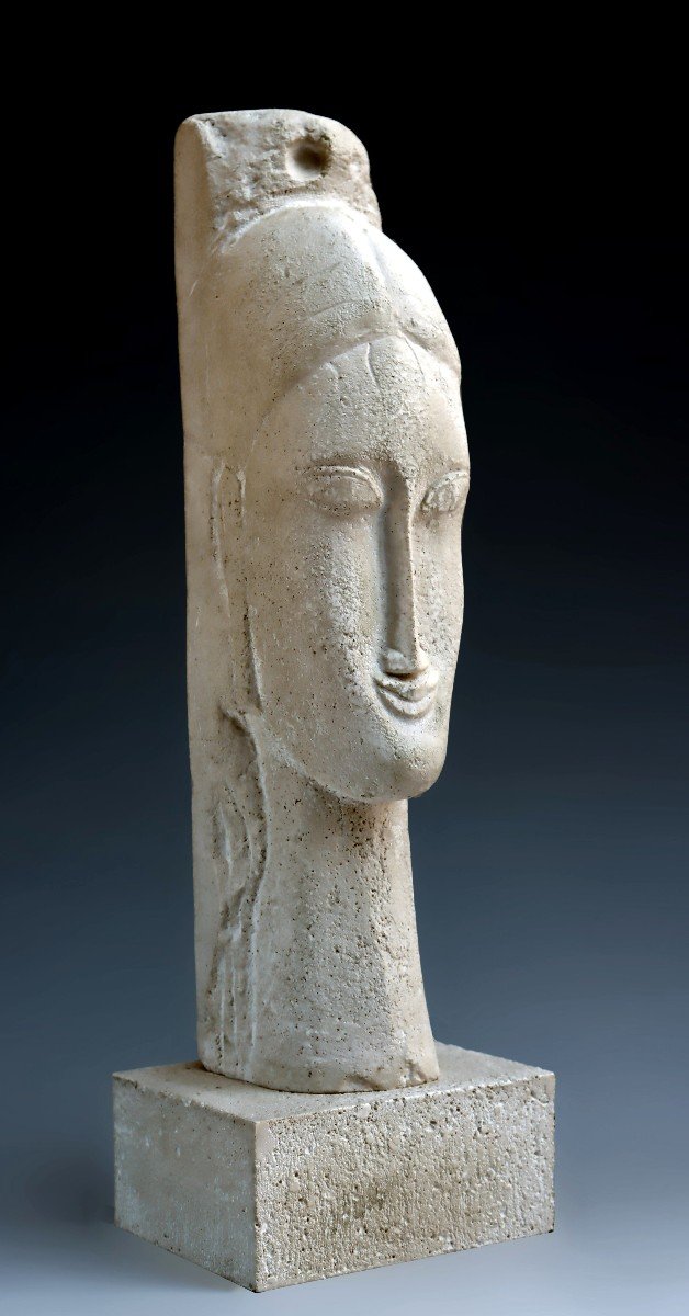 Proantic: Amedeo Modigliani (1884-1920) Sculpture Tête de femme