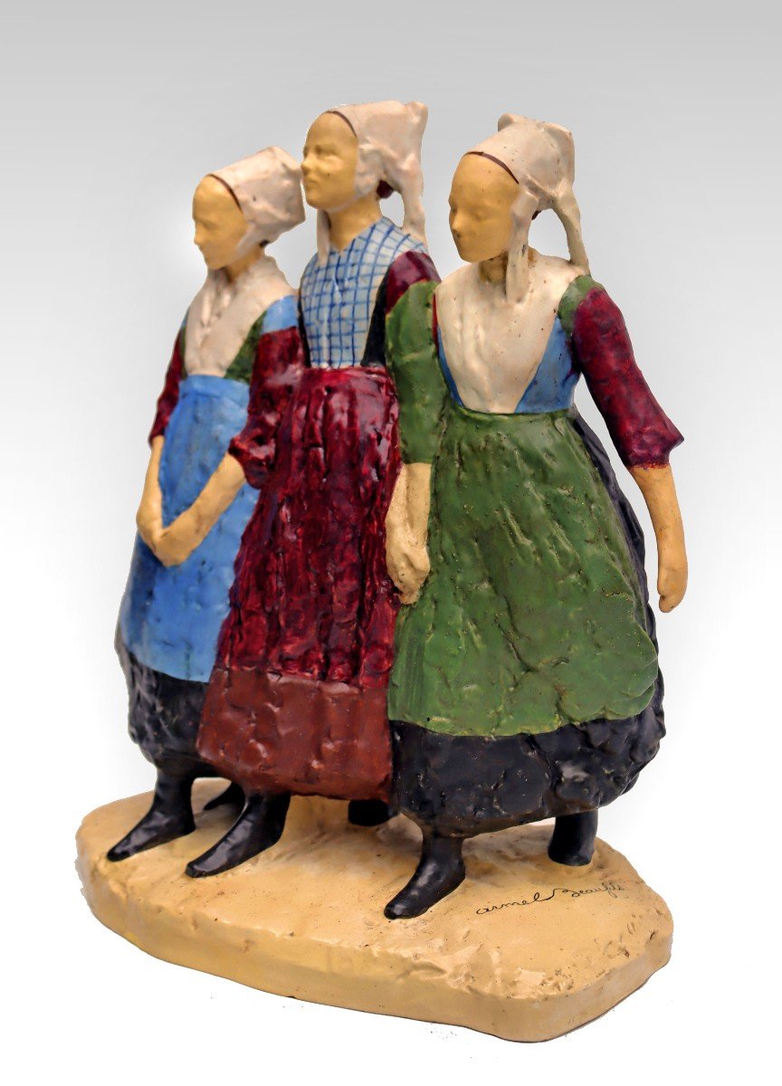 Proantic: Armel Beaufils (1882 - 1952) Large Sculpture 1930 In Quimper