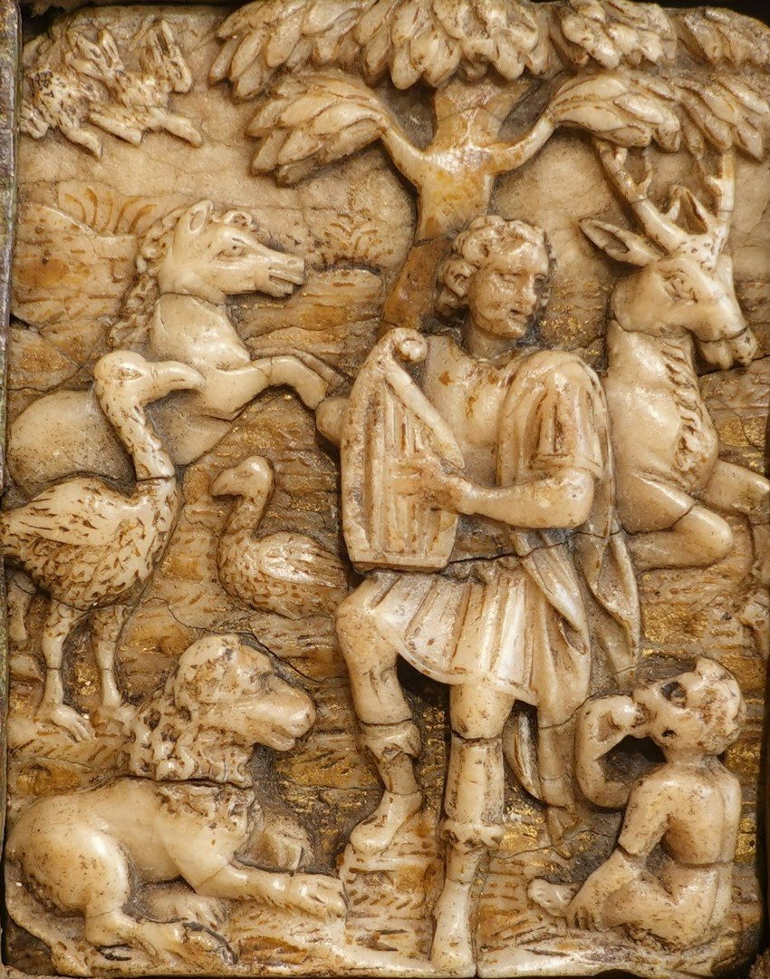 Proantic: Bas-relief In Alabaster '' Orpheus Charming The Animals '' M