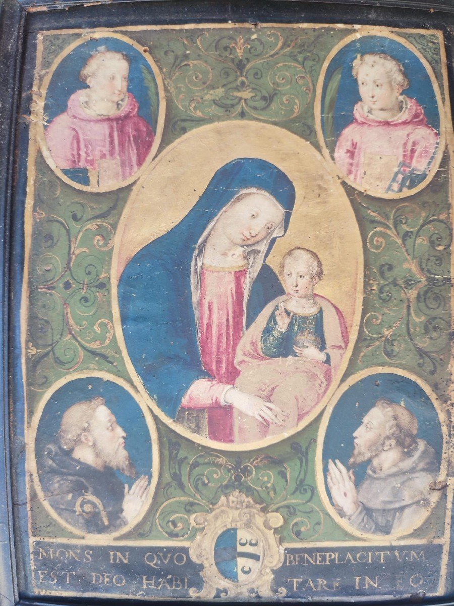 Proantic: Sienese Altar Depicting The Descent Between Pope Alexander