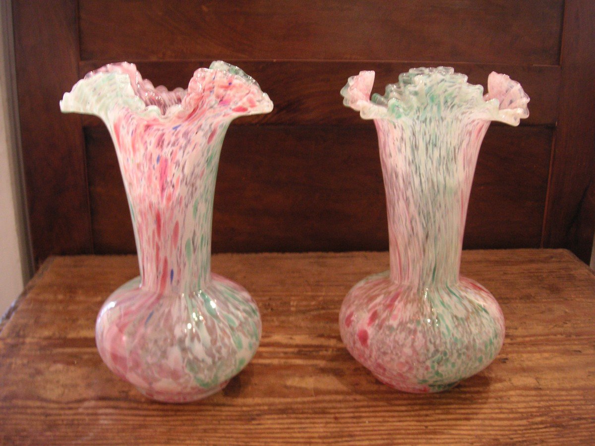 Proantic: "Clichy" verrerie de /paire de vases /époque 1900